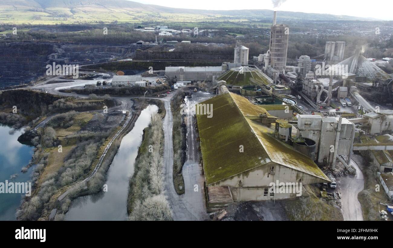 Large limestone quarry and industrial buildings in clitheroe ...