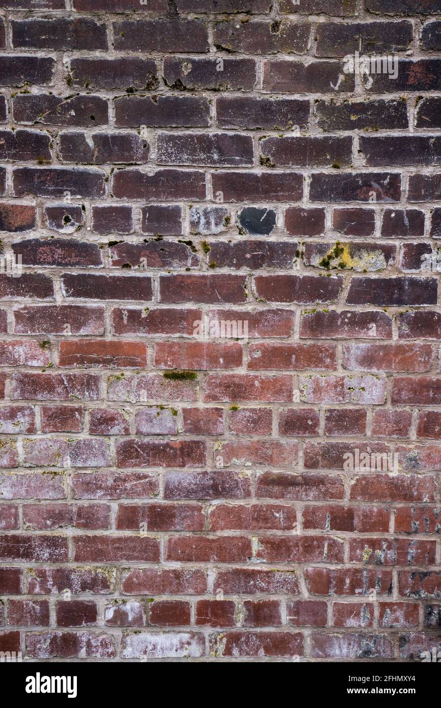 Distressed, Weathered brick wall made from reclaimed bricks. Red brick ...
