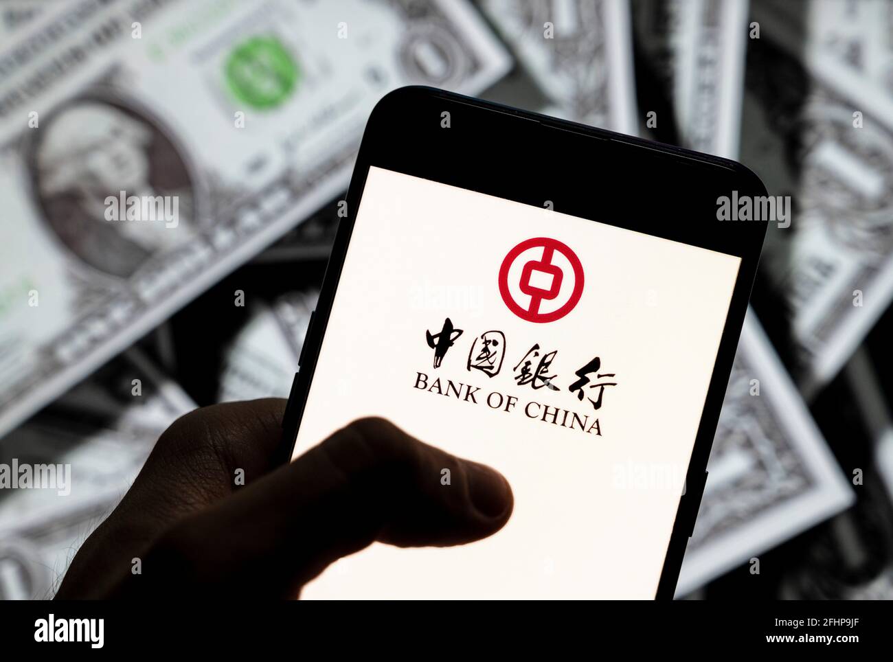 China. 21st Apr, 2021. In this photo illustration, a Bank of China logo ...