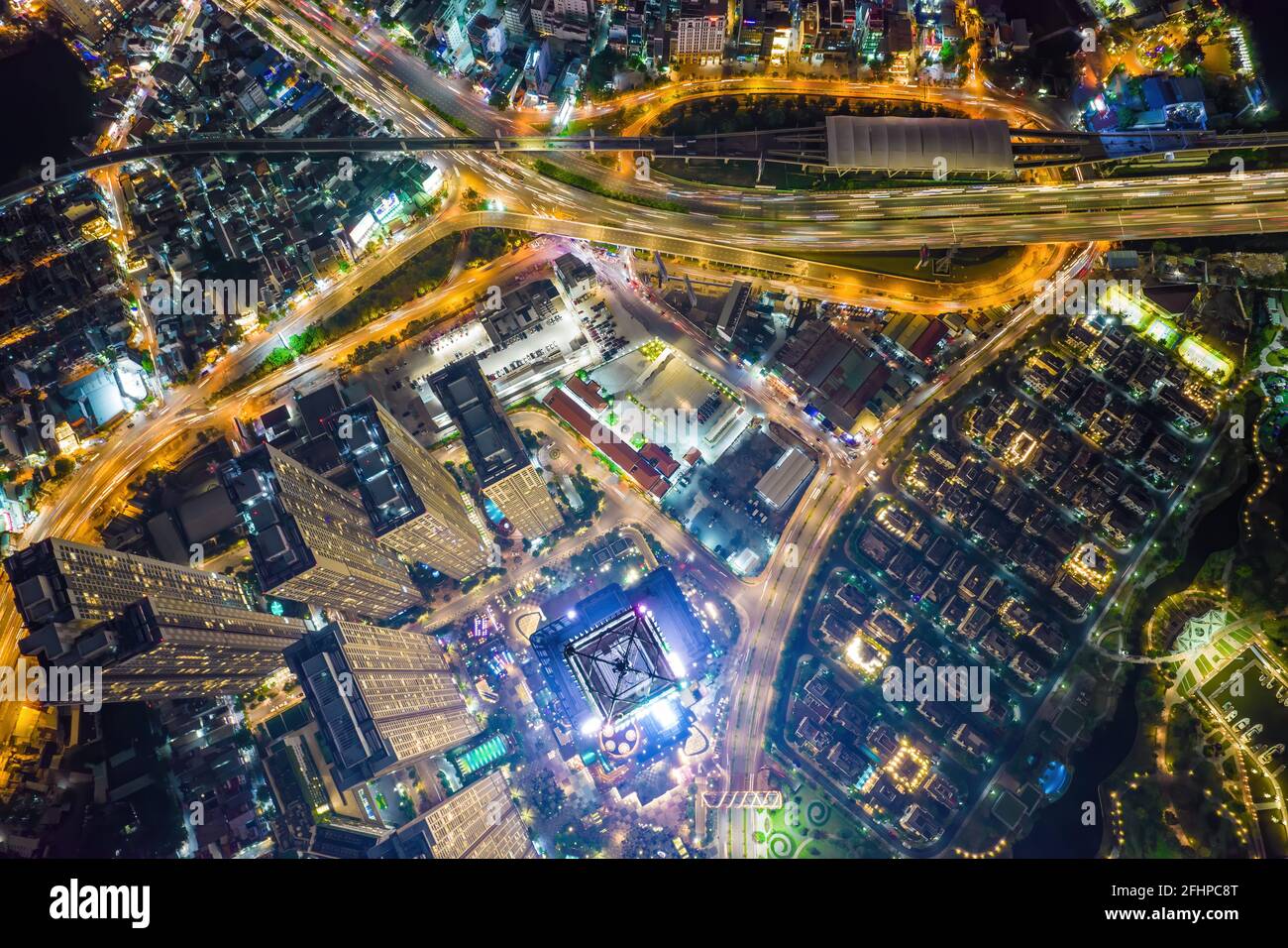 Aerial panoramic cityscape view of Ho Chi Minh city and the River ...