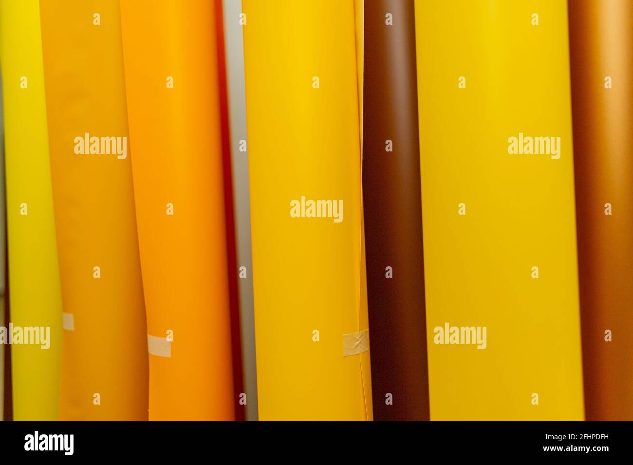 Row of various colored vinyl car wrapping or plotter cutting sticker ...