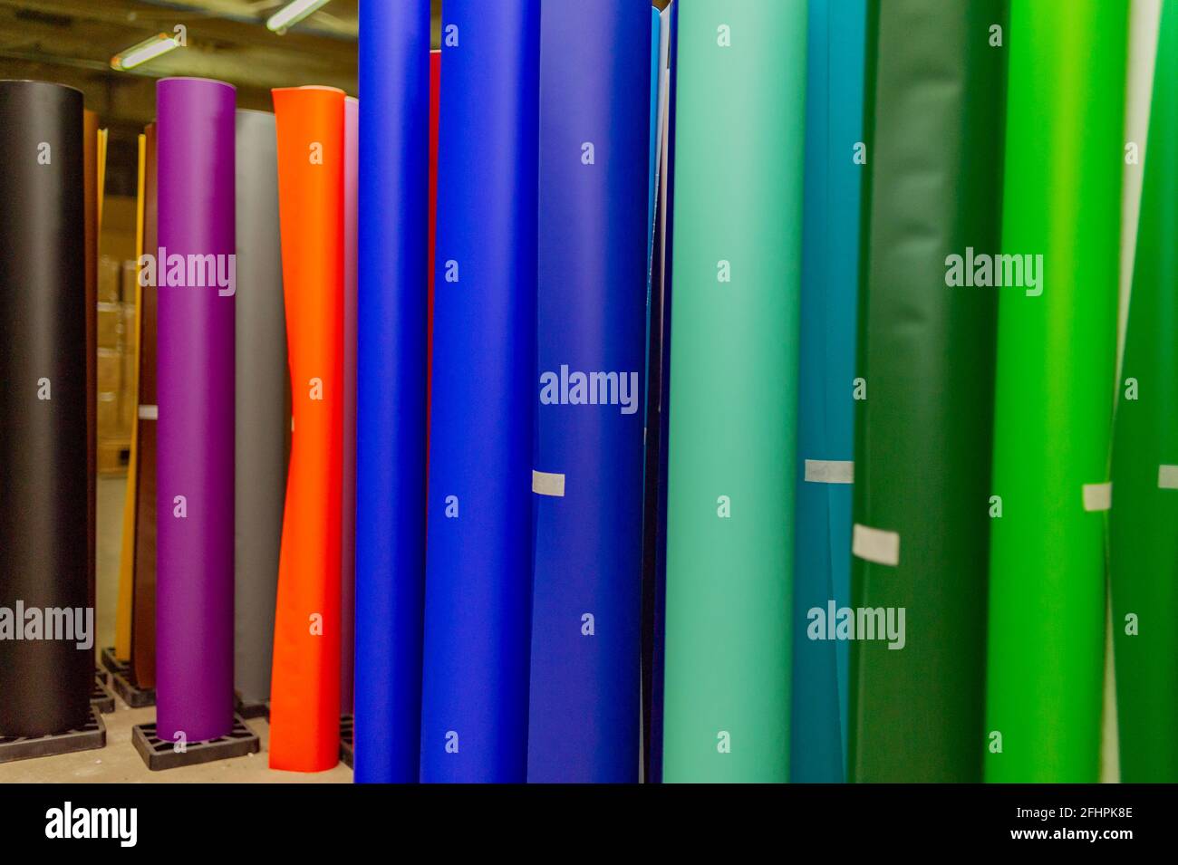 Row of various colored vinyl car wrapping or plotter cutting sticker ...