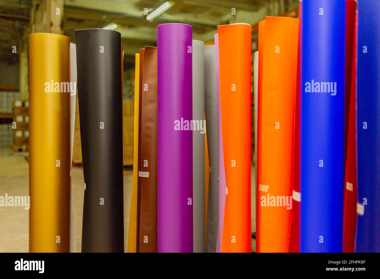 Row of various colored vinyl car wrapping or plotter cutting sticker ...