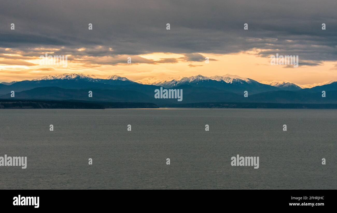 Admiralty Inlet under an overcast sky during Washington Winter Stock ...