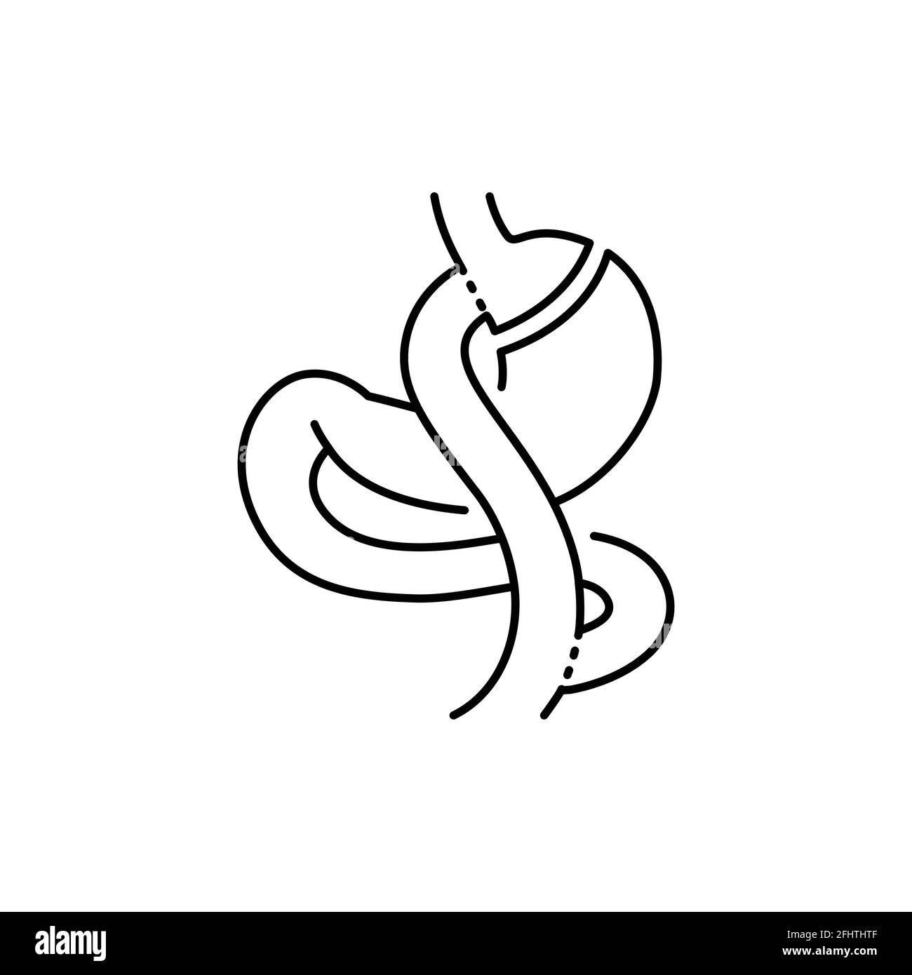 Gastric bypass (Roux-en-Y) olor line icon. Pictogram for web page ...