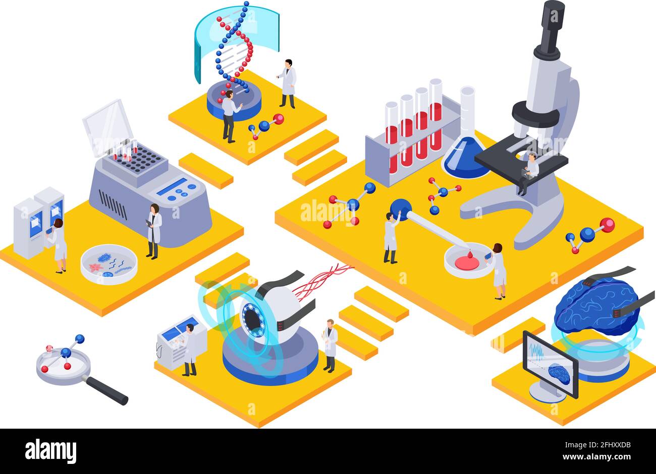 Future technology isometric rooms composition with characters of ...