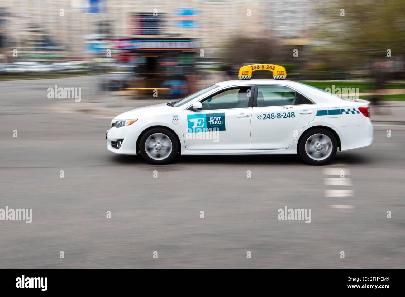 Ukraine, Kyiv - 20 April 2021: Elit Taxi White Toyota Corolla car ...