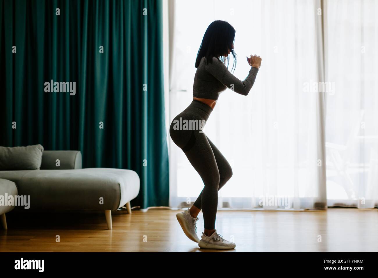 Squats home exercise hi-res stock photography and images - Alamy