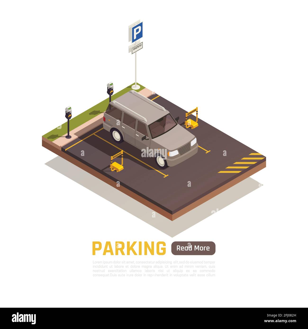 Reserved parking lot with authorized personnel only sign and parked ...