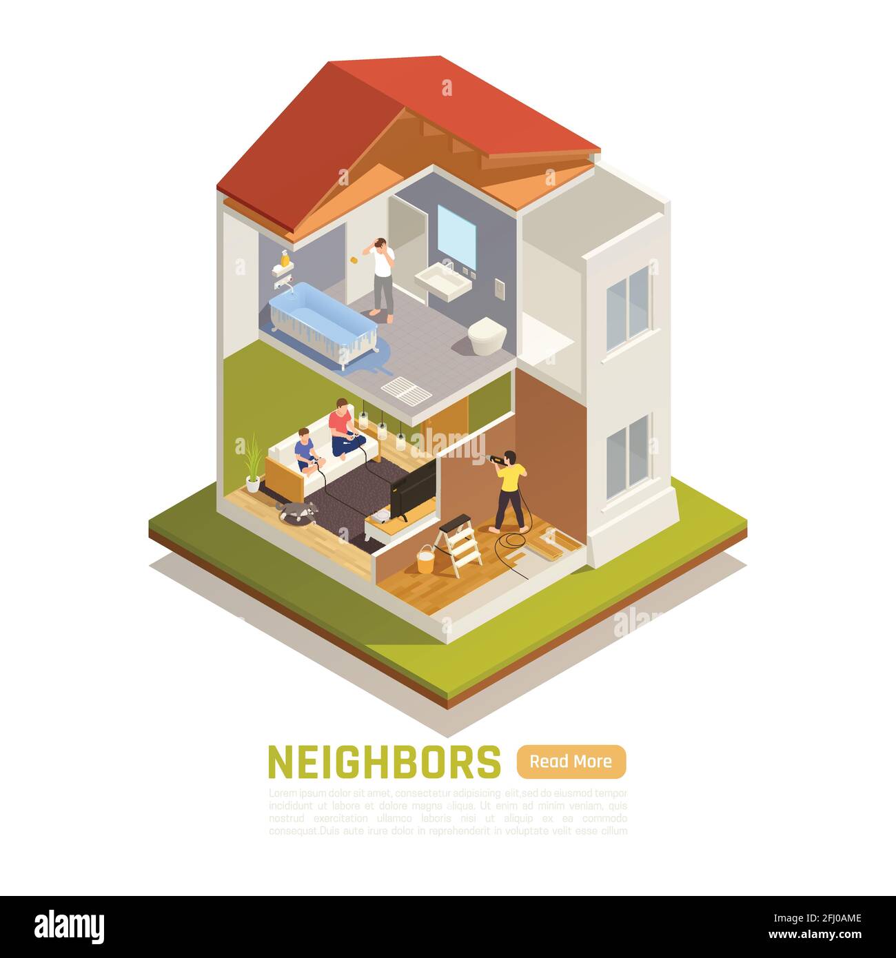 Apartment building neighbors problems isometric compositions with top ...