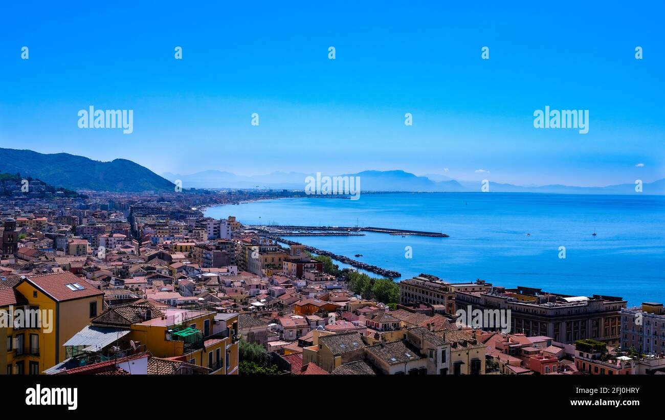 panoramic view of the city of Salerno, the Gulf of Salerno Stock Photo ...