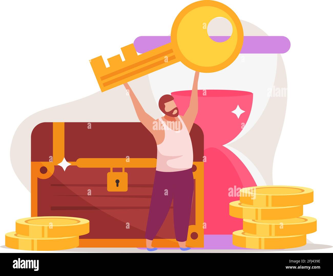 Quest game flat composition with doodle human characters gaming symbols ...