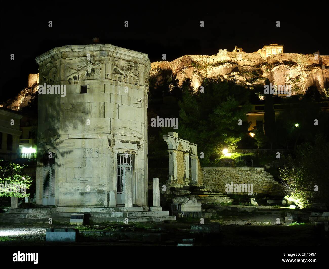 The Tower of the Winds under Acropolis, on the east side of the Roman ...