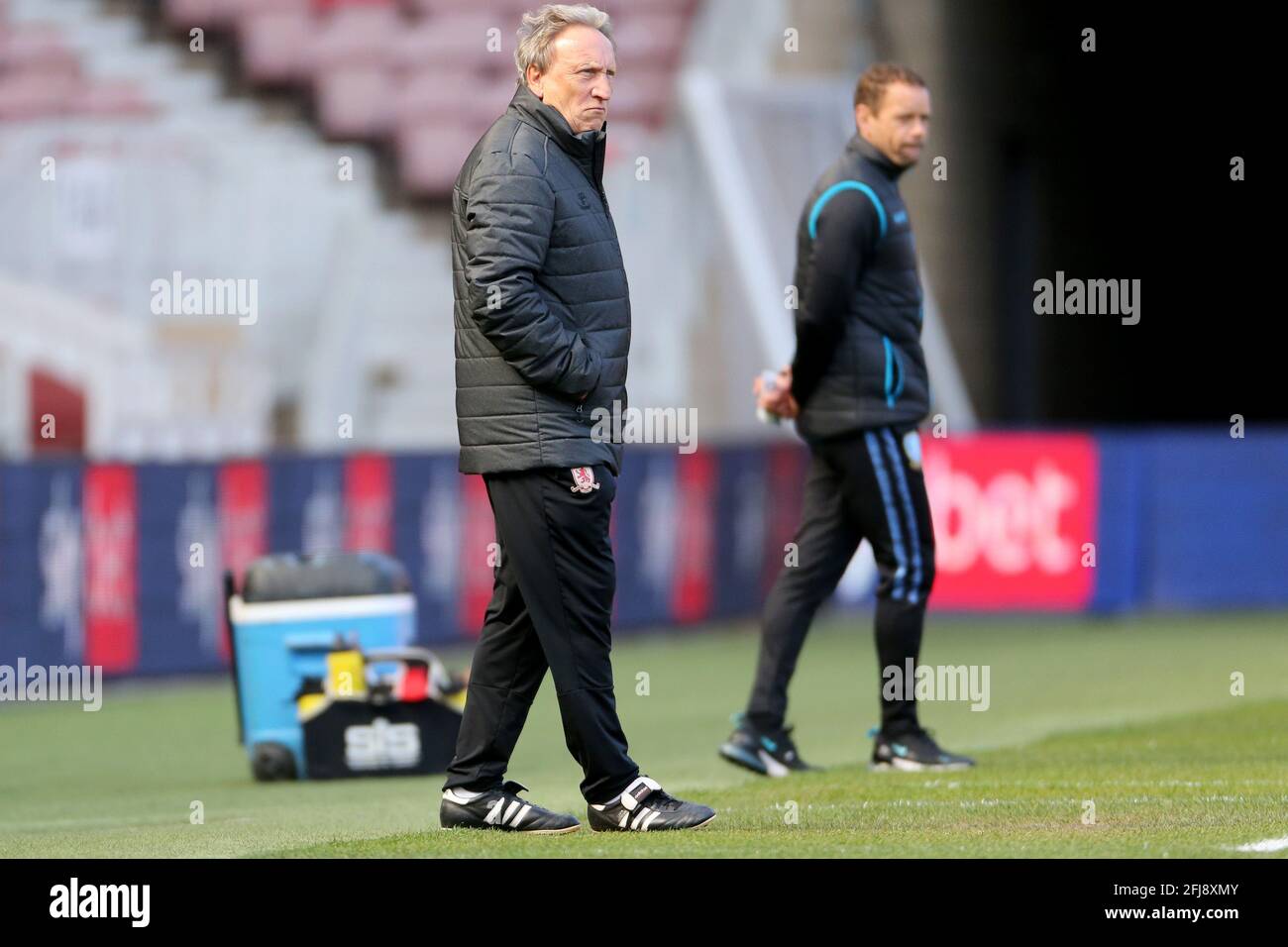 MIDDLESBROUGH, UK. APRIL 24TH Middesbrough manager Neil Warnock during ...