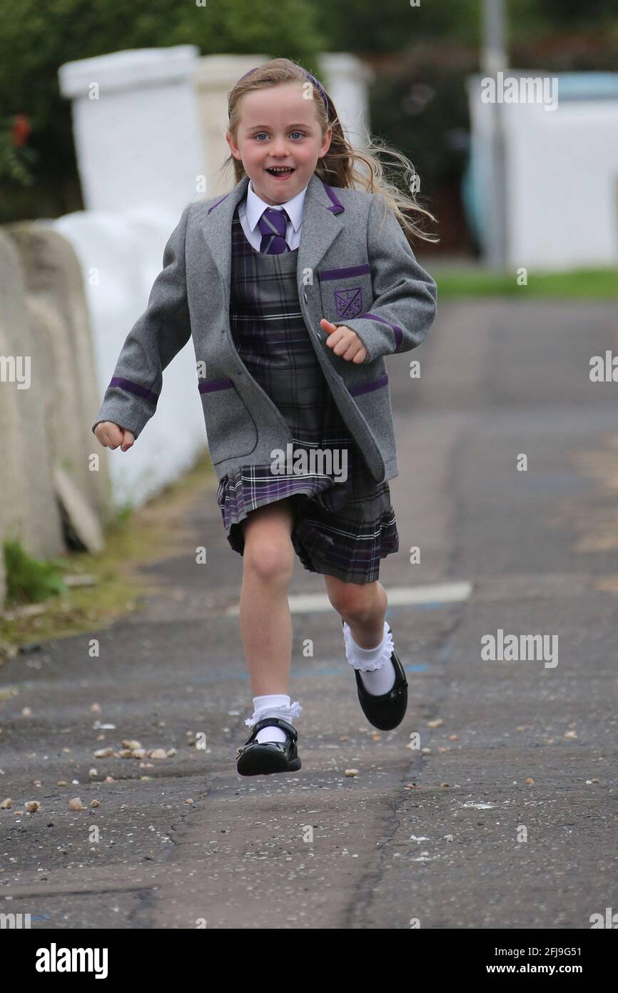 Ayrshire, Scotland, 20 Aug 2018. First day of Primary School .Little ...