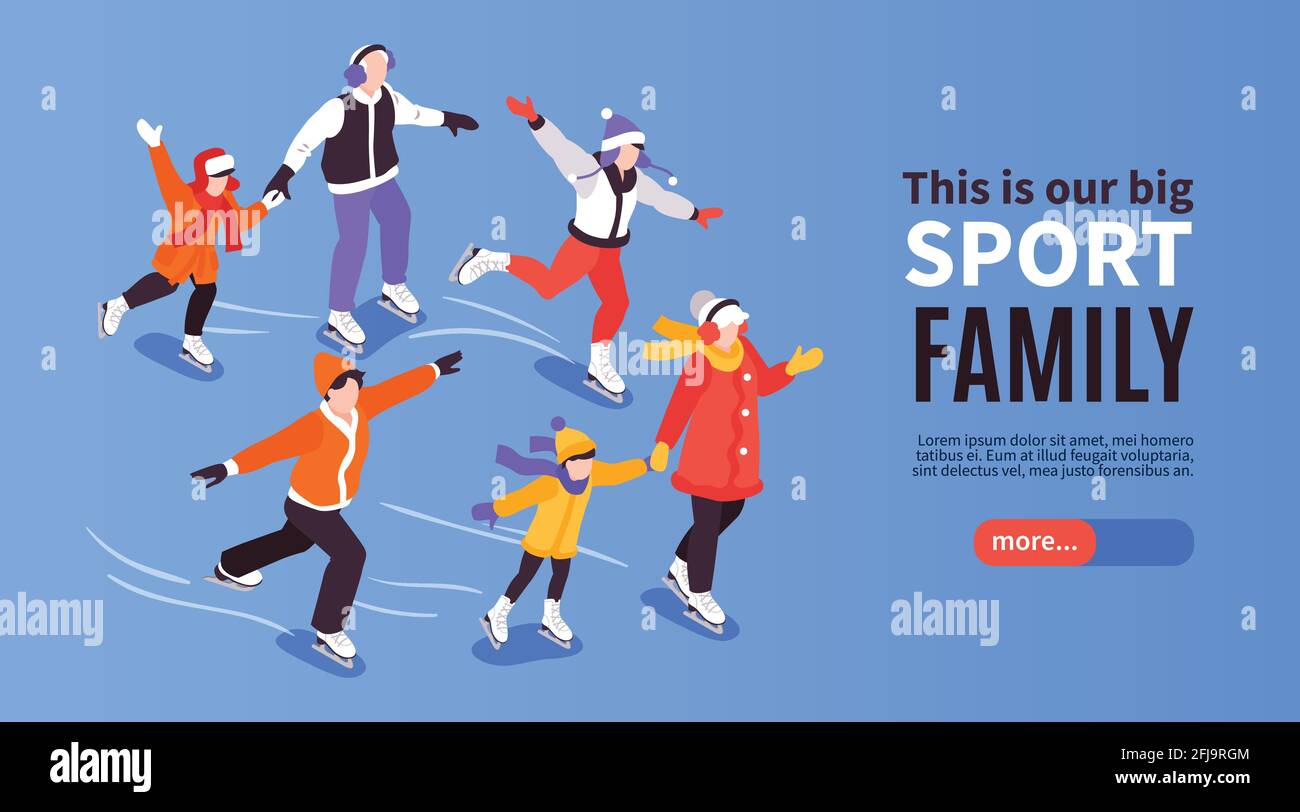 Isometric generation family horizontal banner with parents and kids ...