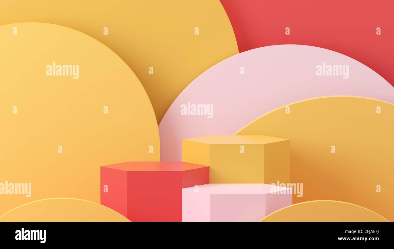 3D Illustration of three colorful platforms Stock Photo - Alamy