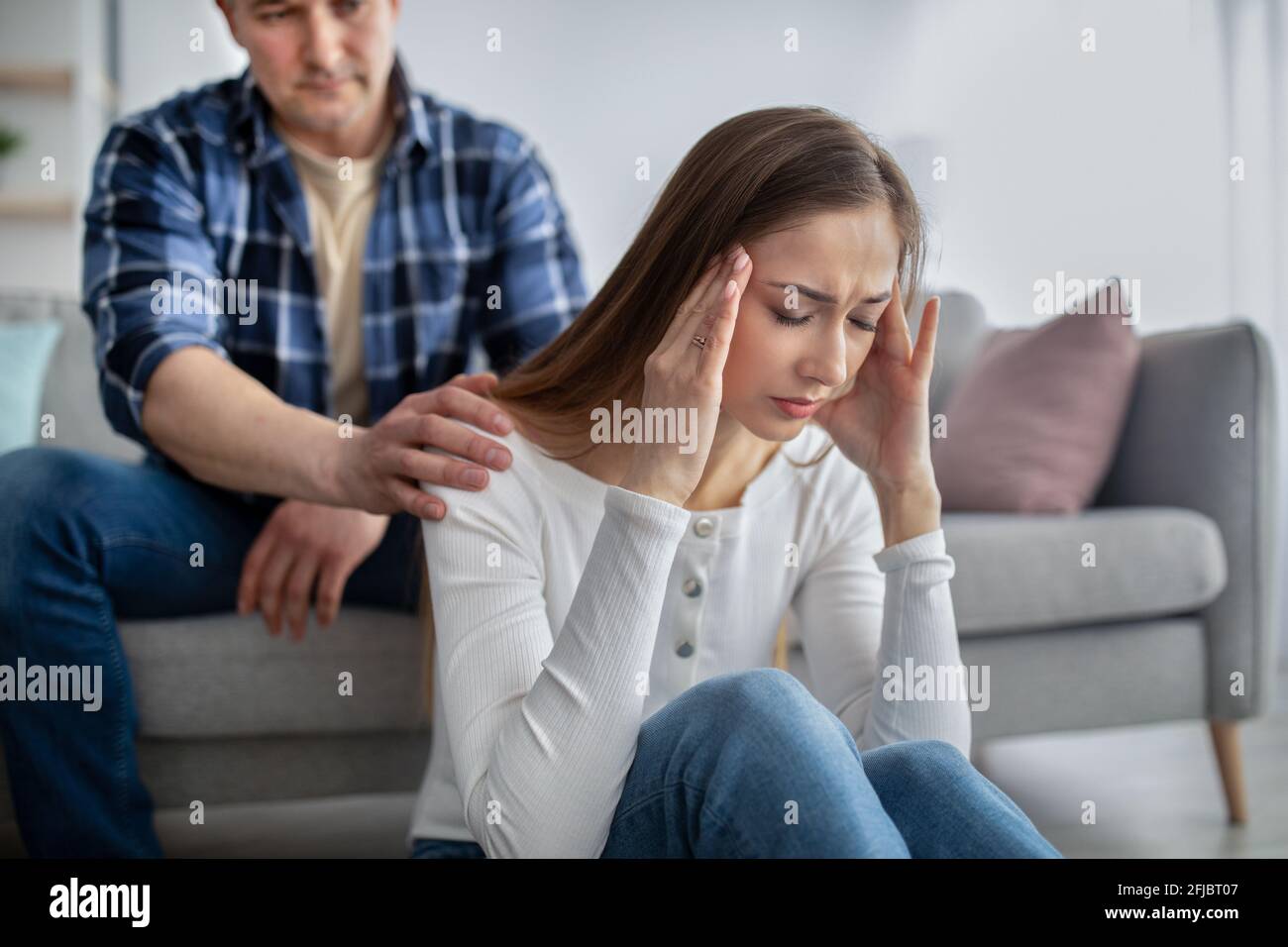 Middle-aged woman feeling stressed, facing health issues, having ...