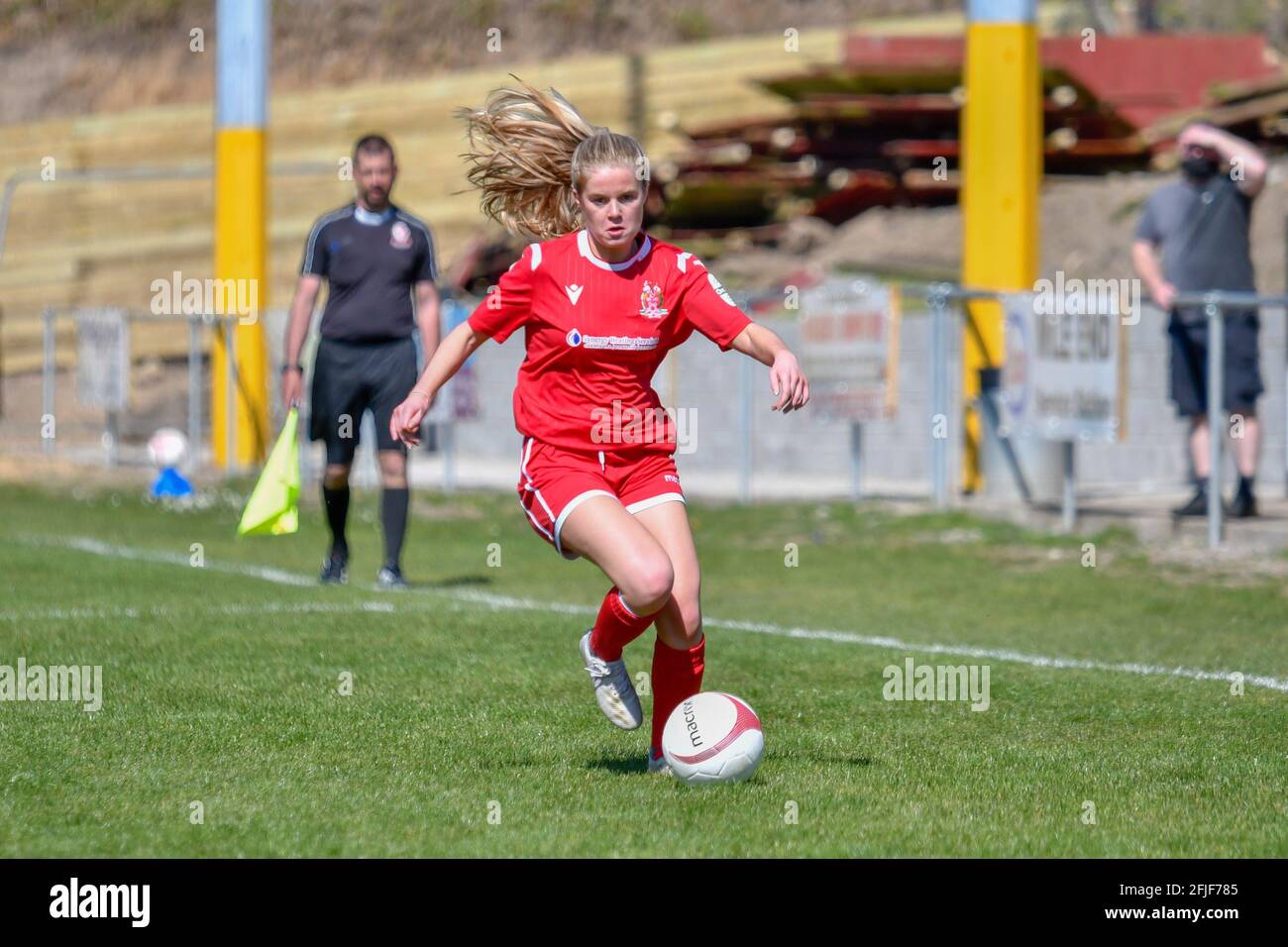 Briton Ferry, Wales. 25 April, 2021. Alice Broadley of Briton Ferry ...