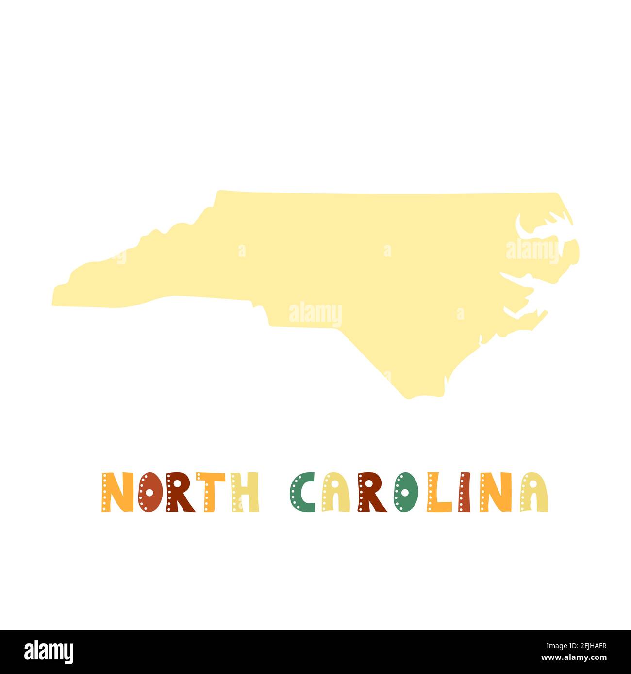 USA collection. Map of North Carolina - yellow silhouette Stock Vector ...
