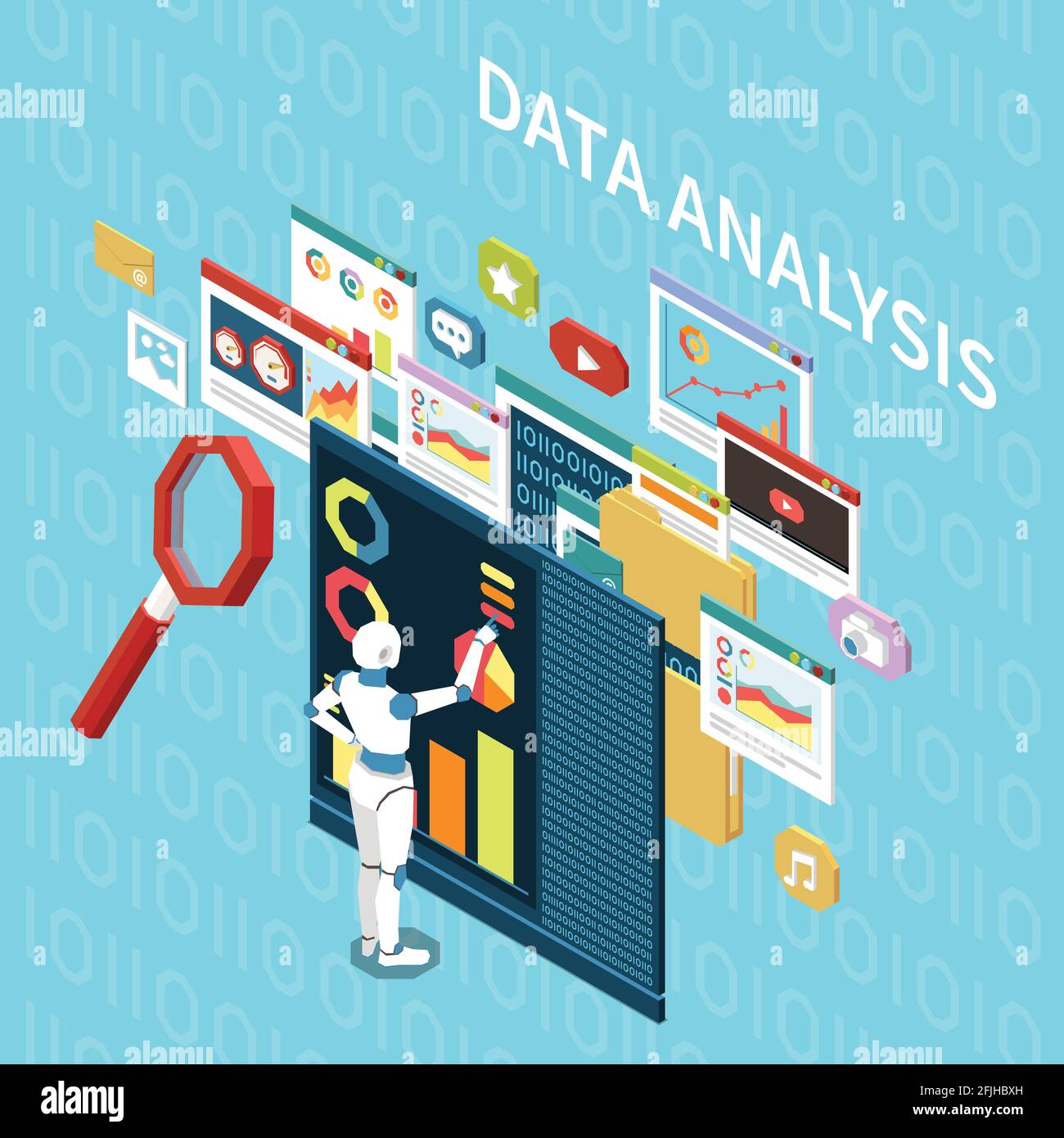 Artificial intelligence isometric composition with data analysis ...