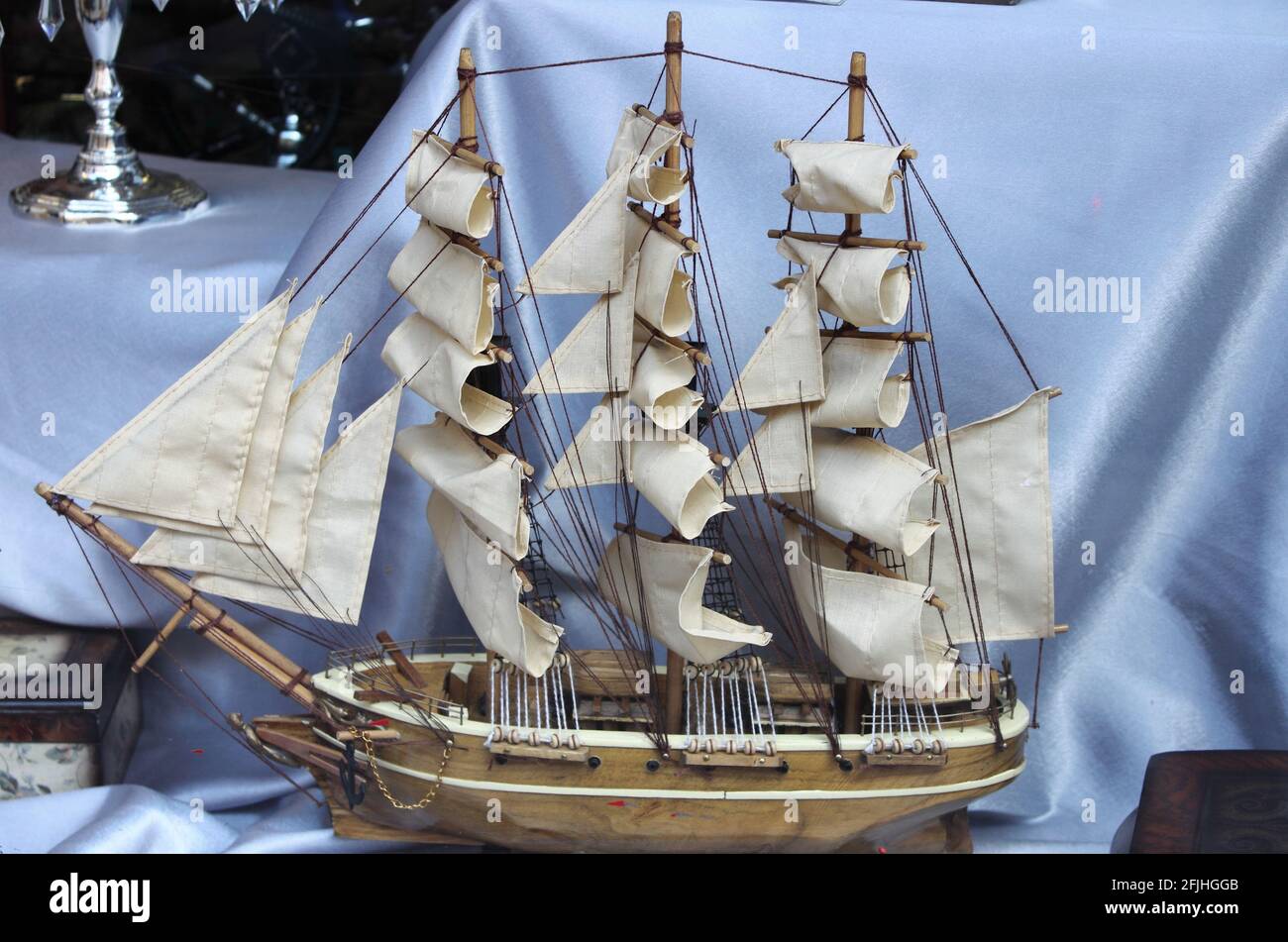 Miniature wooden ship model Stock Photo - Alamy