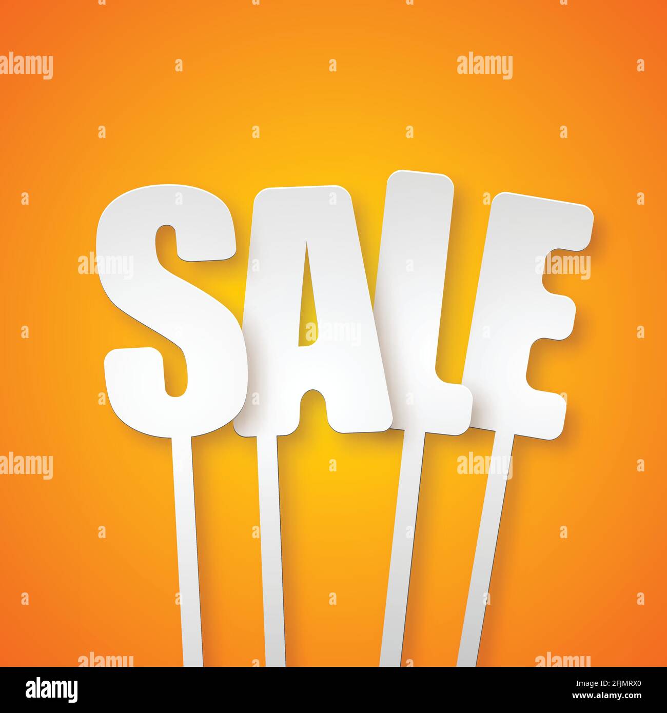 Promotional typographic sale design concept with paper letters placards ...