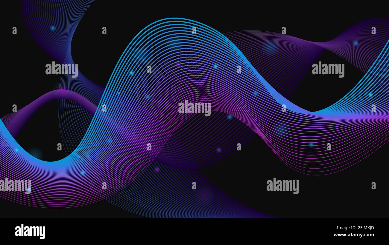 Abstract Gradient Waving Line Technology Background. Vector ...