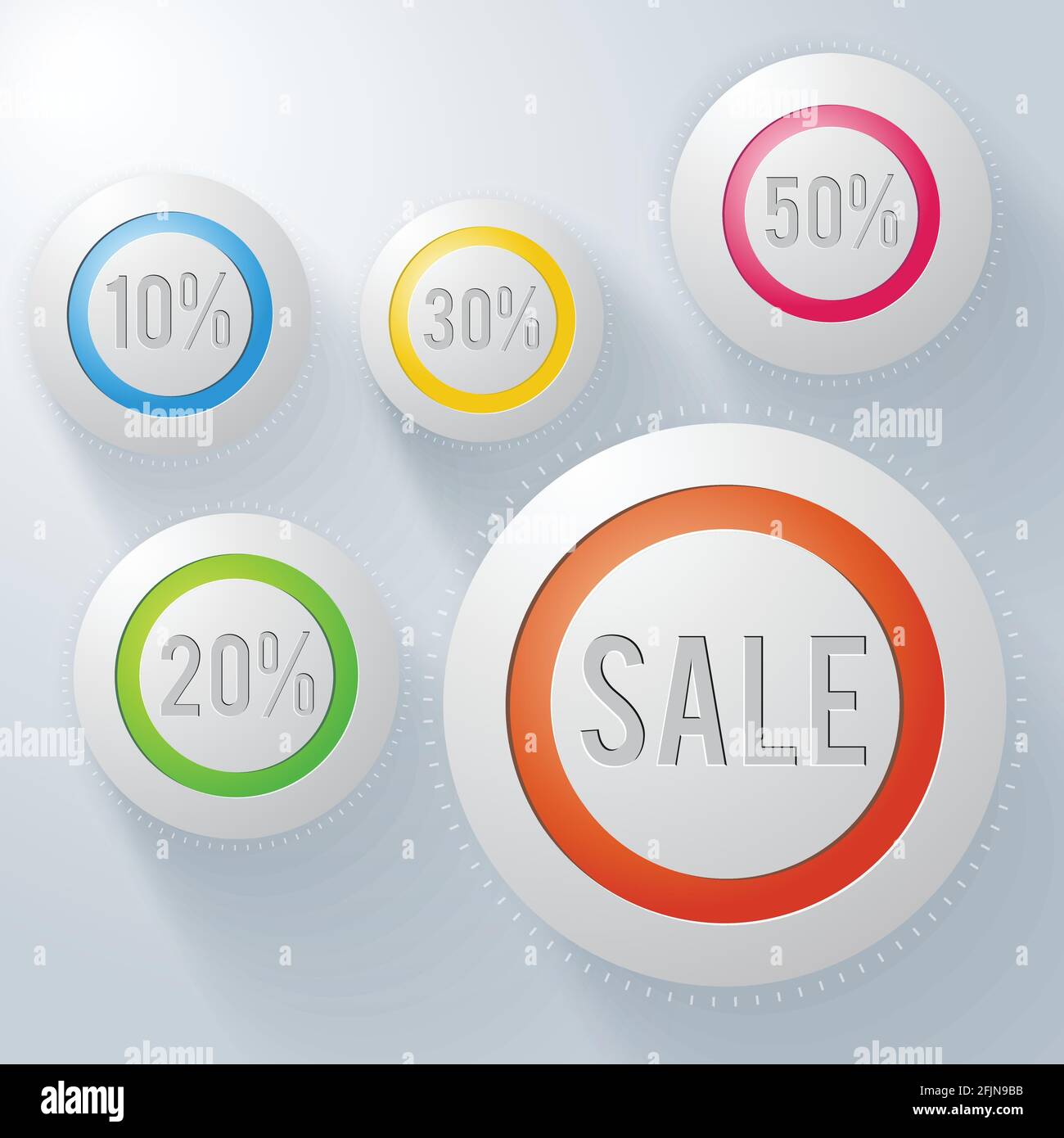 Advertising round buttons set with Sale inscription and discount ...