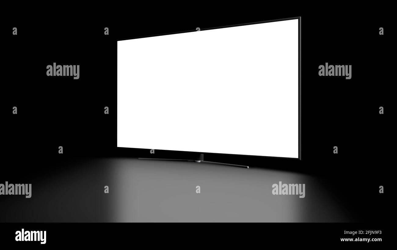 Three-dimensional mockup of a television with a diagonal view and a ...