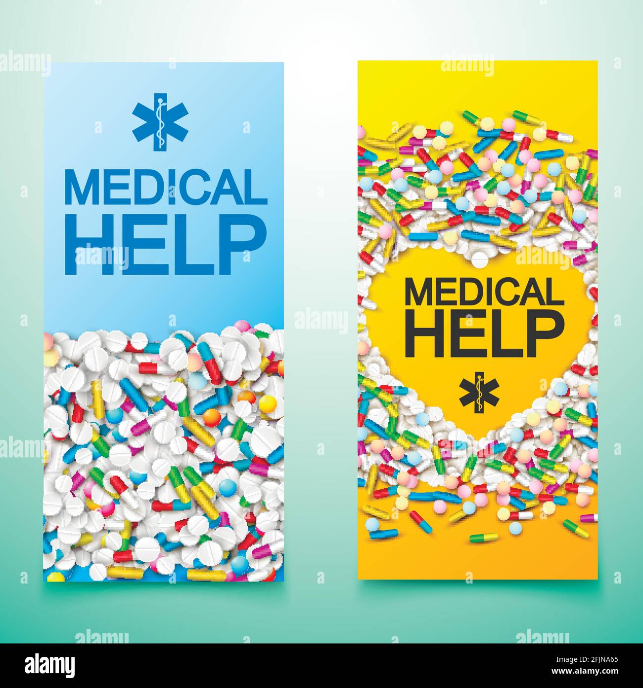 Light healthcare vertical banners with inscriptions and colorful ...