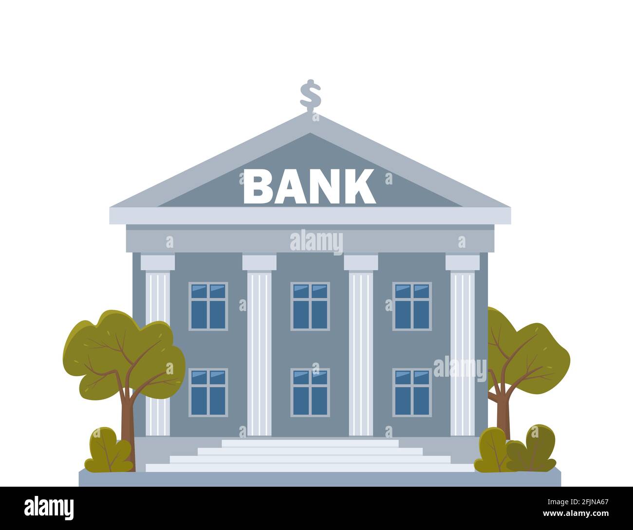 Bank building on a white background, bank financing, money exchange ...