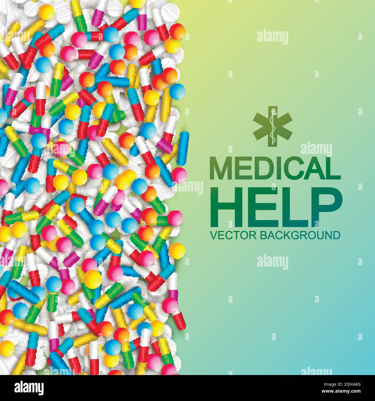Medical drugs and pills template with text and colorful medicaments on ...