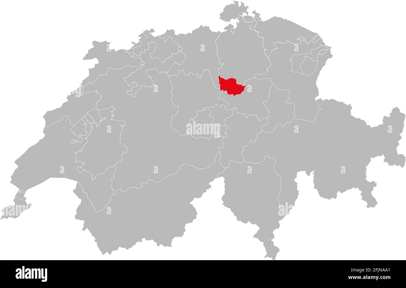 Zug canton isolated on Switzerland map. Gray background. Backgrounds ...