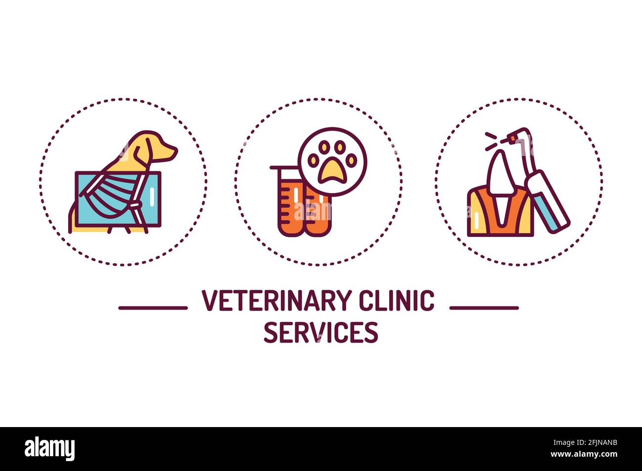 Veterinary clinic services color line icons concept. Isolated vector ...