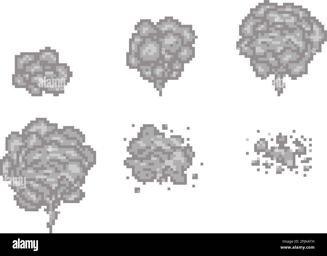 Pixel art smoke animation vector frames for game design. Pixel game ...