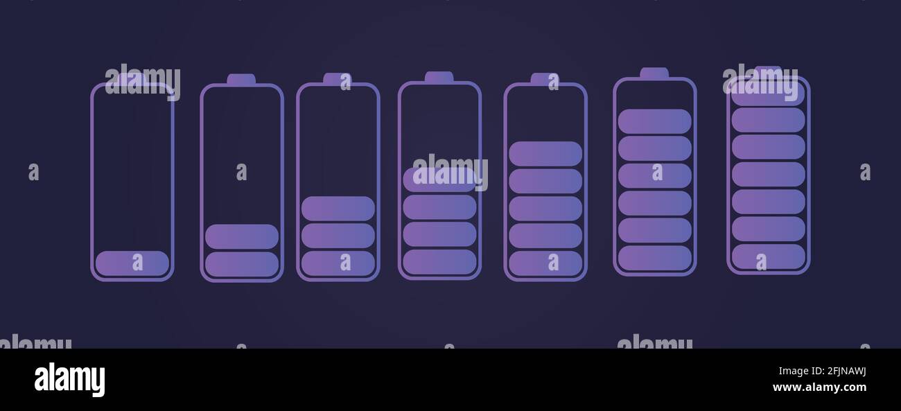 Phone battery charge status flat symbols set Stock Vector Image & Art ...
