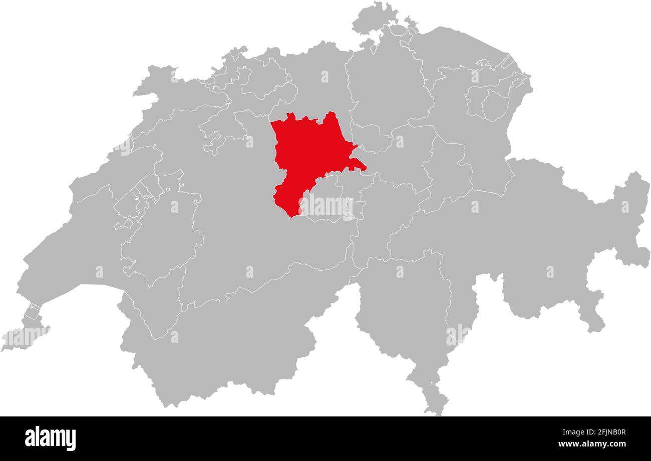 Lucerne canton isolated on Switzerland map. Gray background ...
