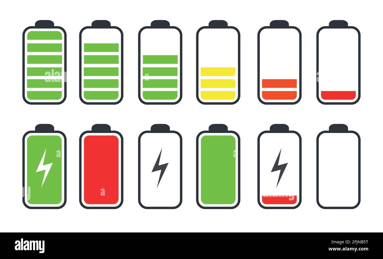 Phone battery charge status flat symbols set Stock Vector Image & Art ...