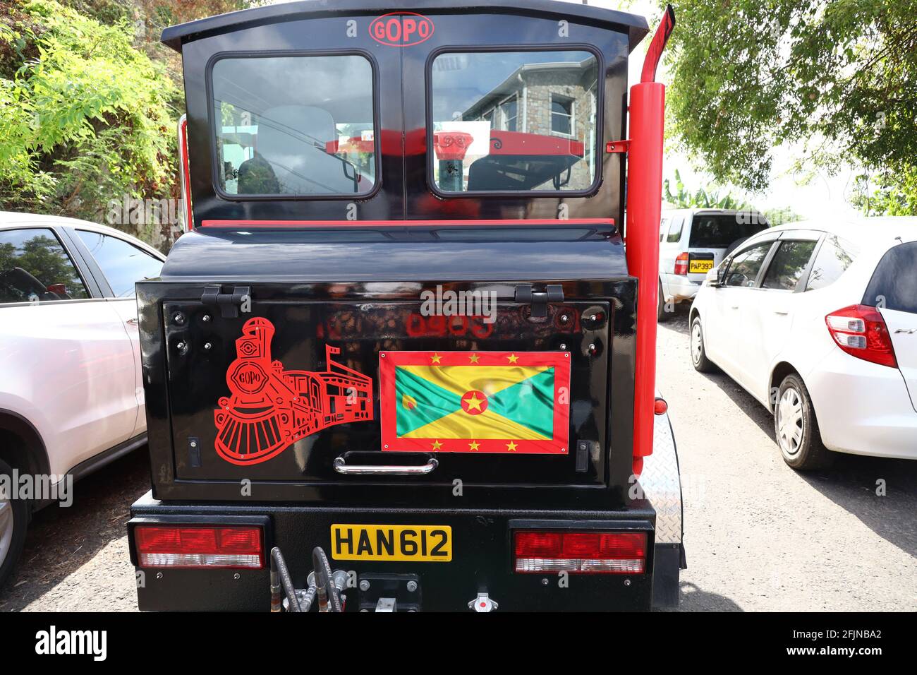 Tourist Train in St George's Port Town on the Caribbean Island of ...