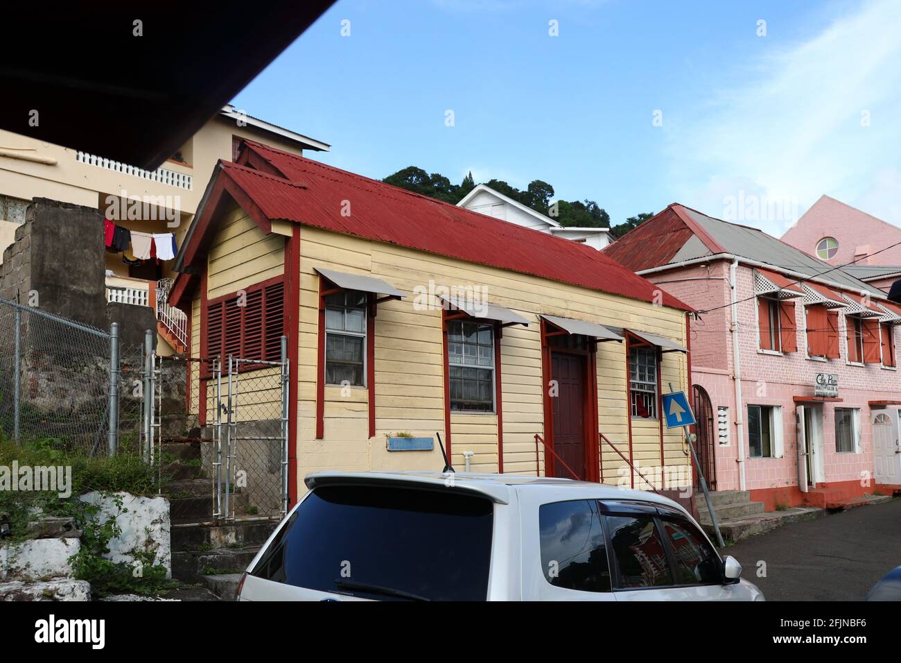 Roadside Shack Buildings with Tin Roofing in St George's Port Town on ...