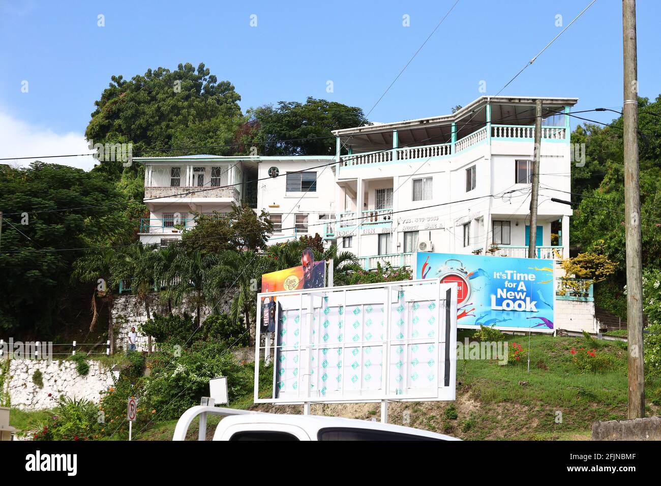 Modern apartment building in St George's Port Town on the Caribbean ...
