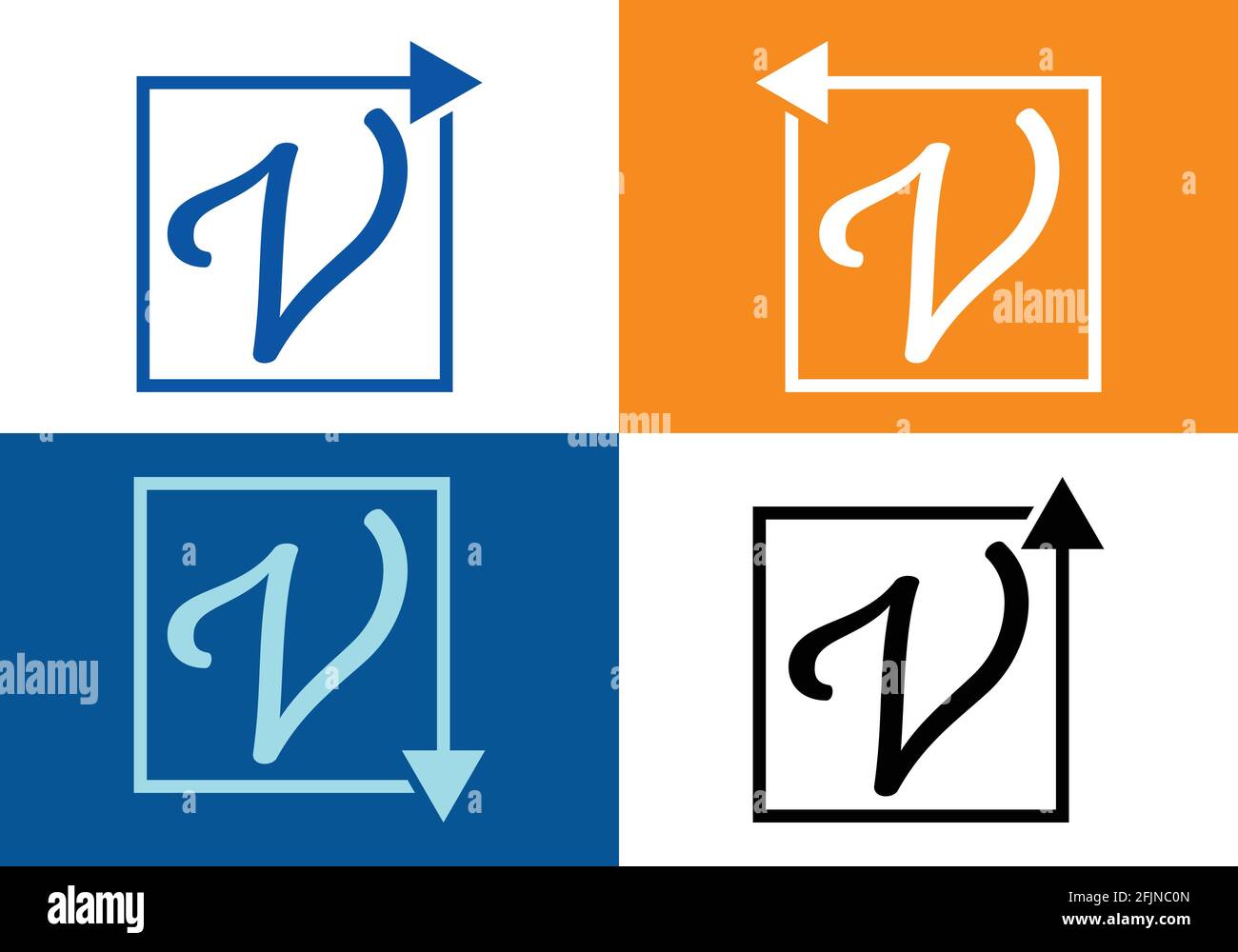 Letter V with Arrow, Letter And arrow logo design template Stock Vector ...