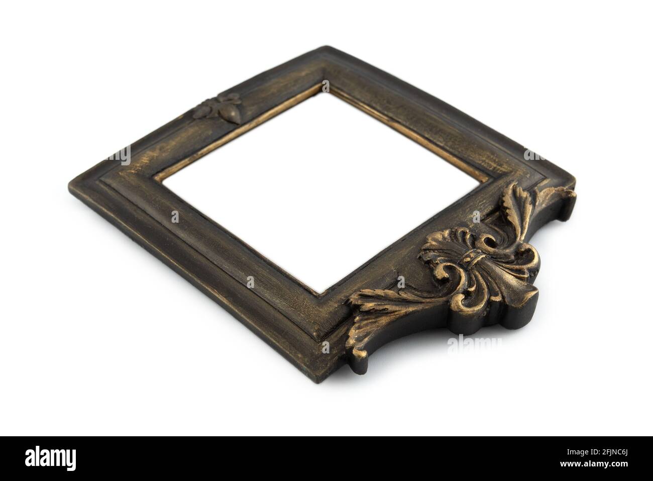 Classical photo frame with floral patterns, isolated on white ...