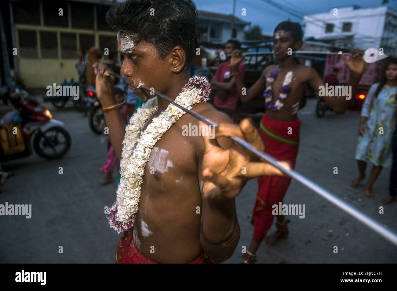 Hindus worship at the Shri Bathara Kaliamman temple of Medan, Indonesia ...