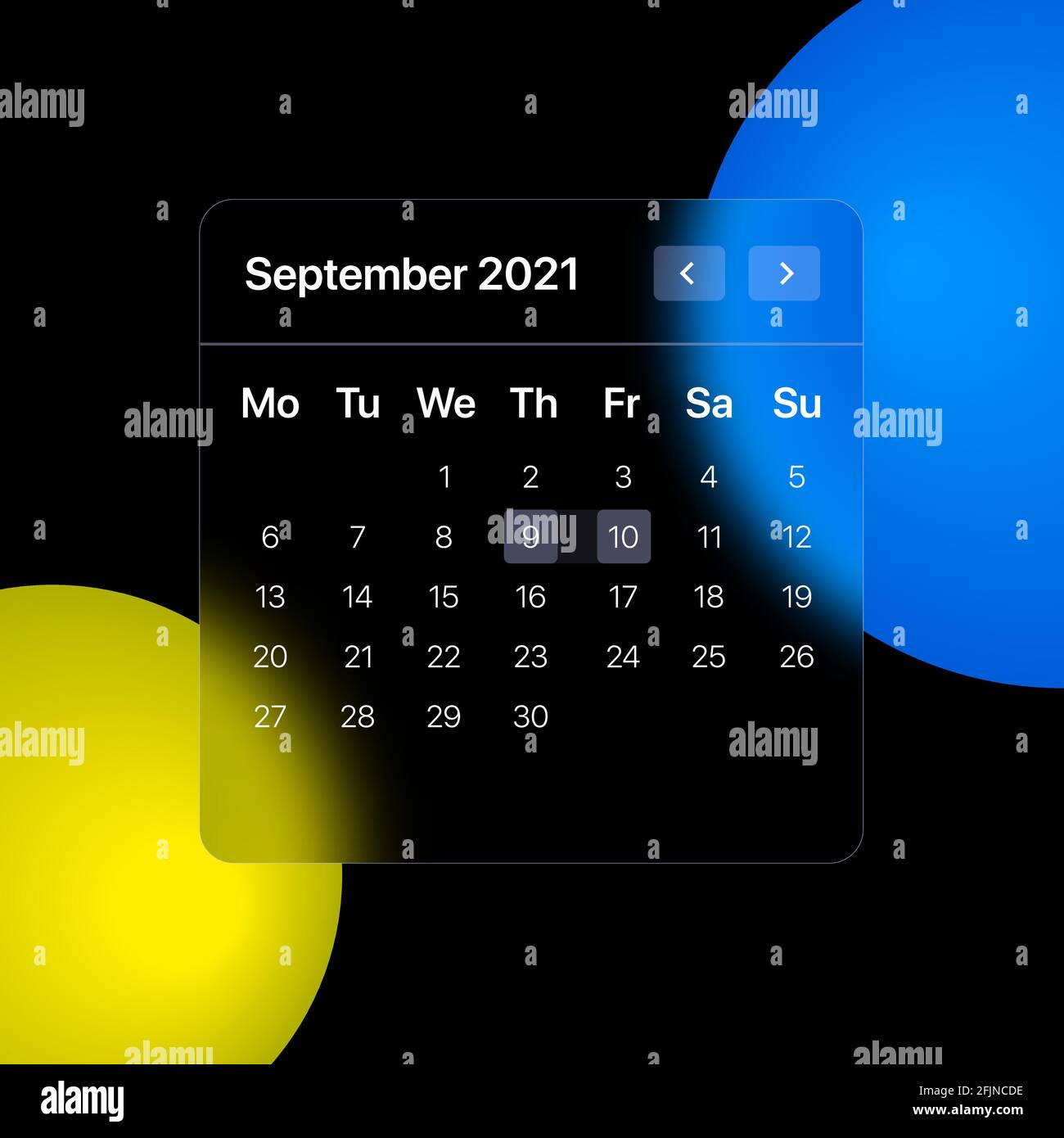 Glassmorhism Calendar Template. UI, UX, GUI layout for mobile and web ...