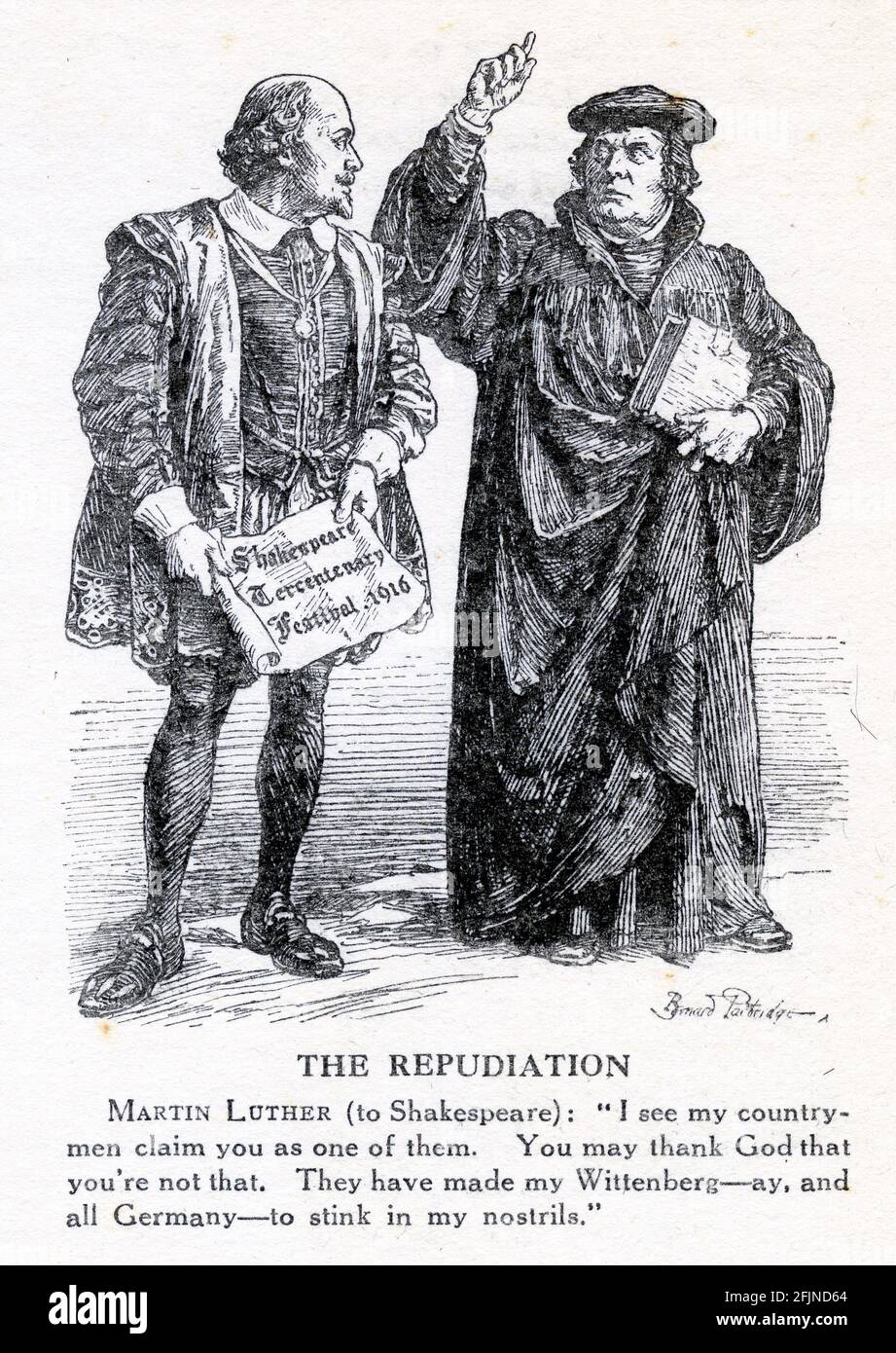 Engraving of Martin Luther telling William Shakespeare that he's ...