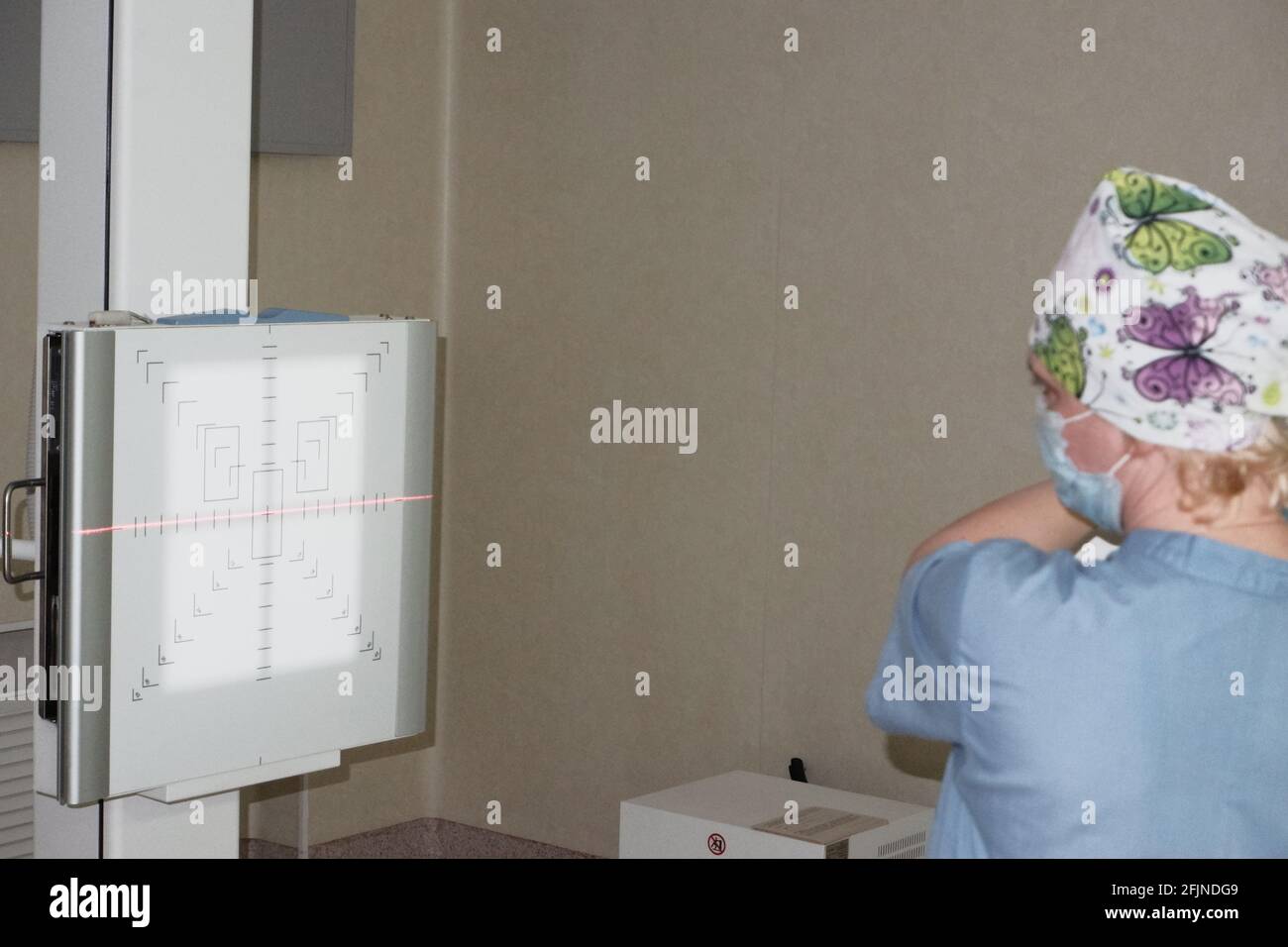 The work of a radiologist in the X-ray room for diagnostics Stock Photo ...