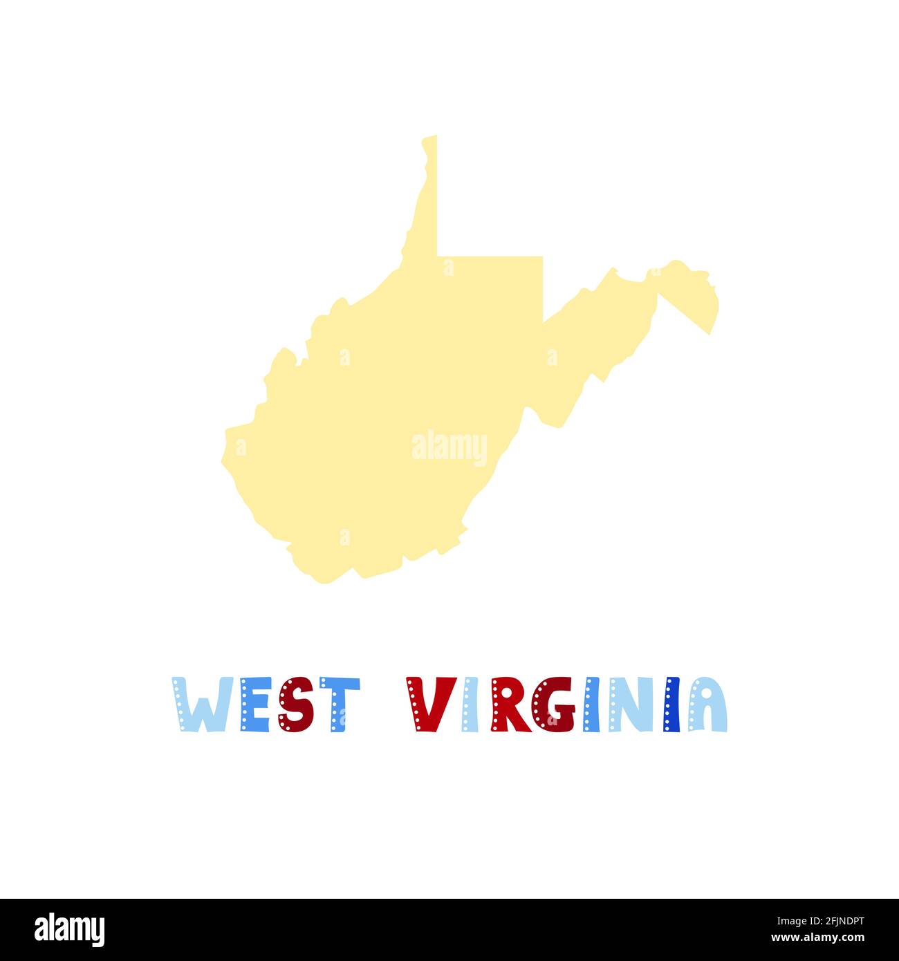 USA collection. Map of West Virginia - yellow silhouette Stock Vector ...