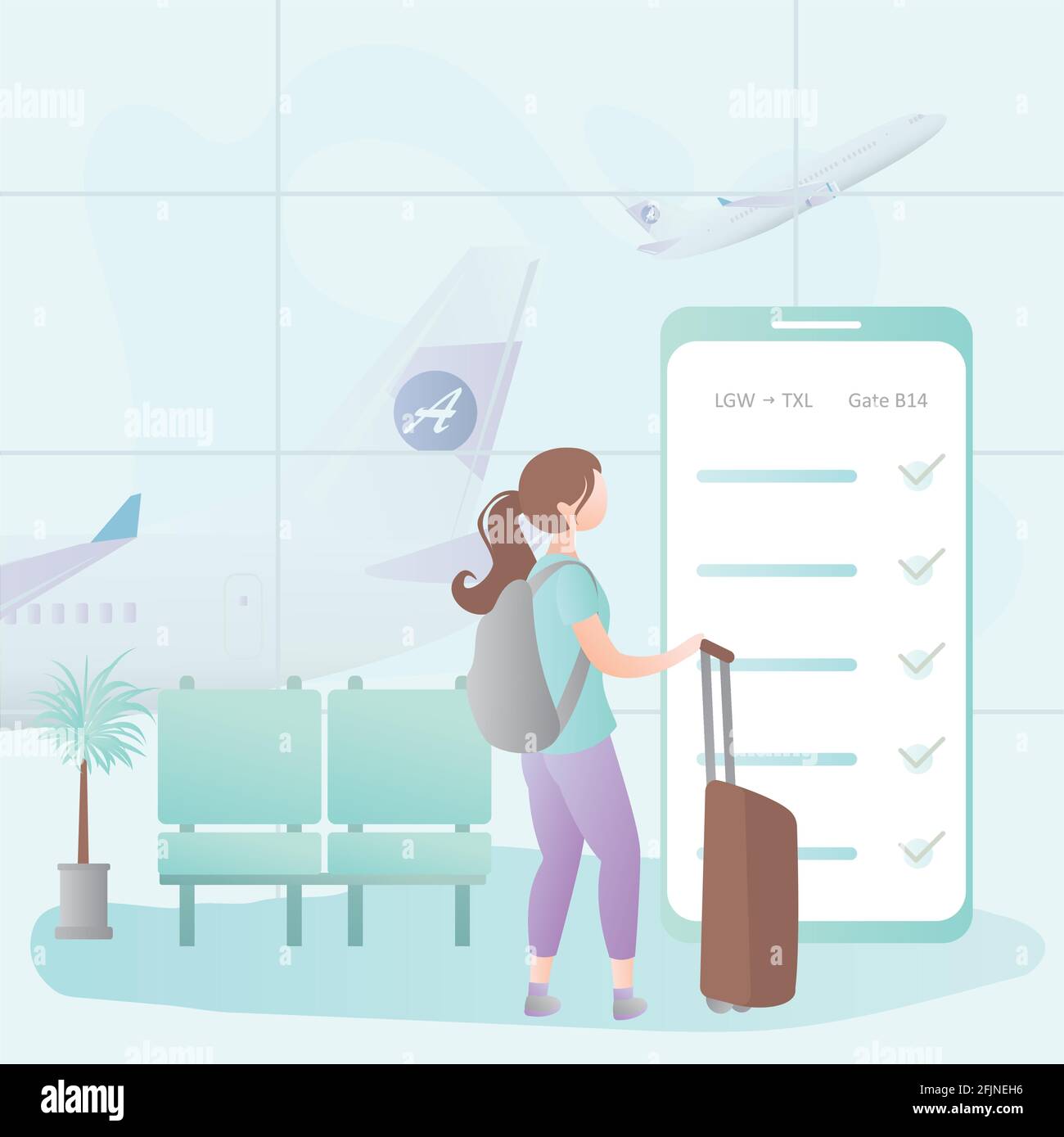 Girl check in airport Stock Vector Images - Alamy